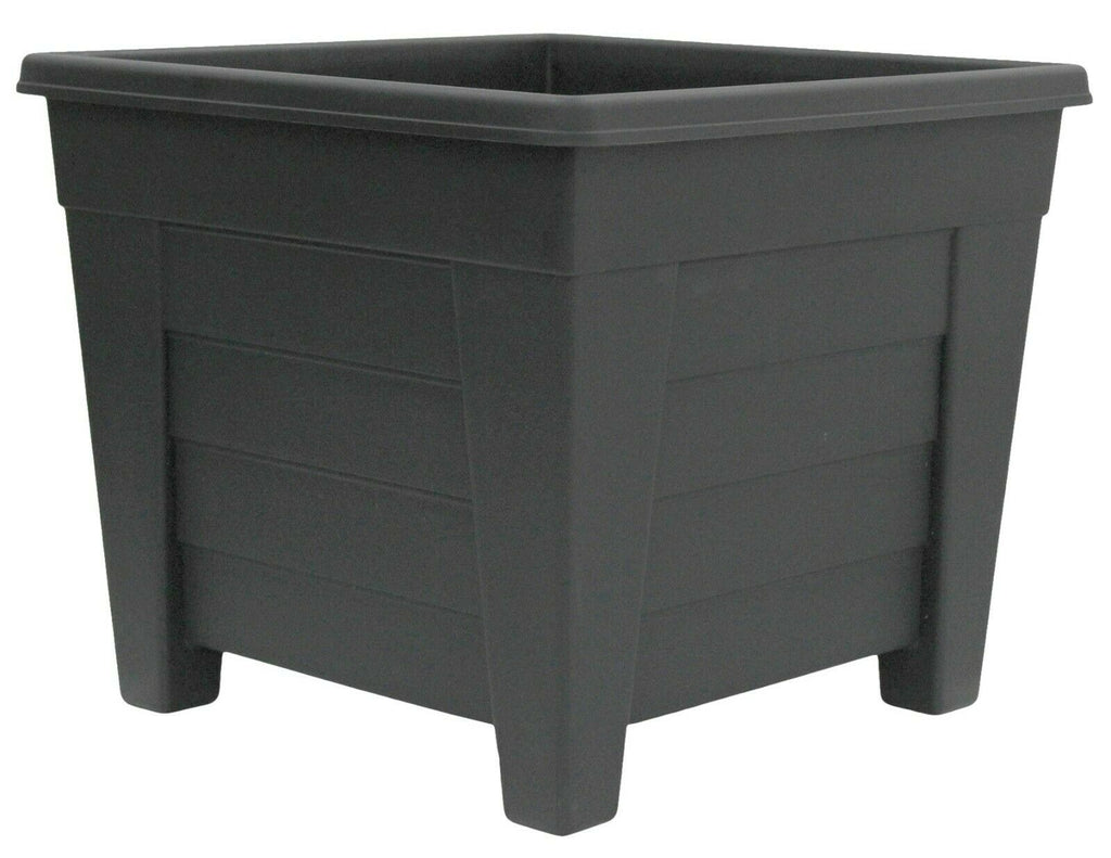 Large 32cm Dia Square Planter, Black Plastic Plant Pot – Cherish Home