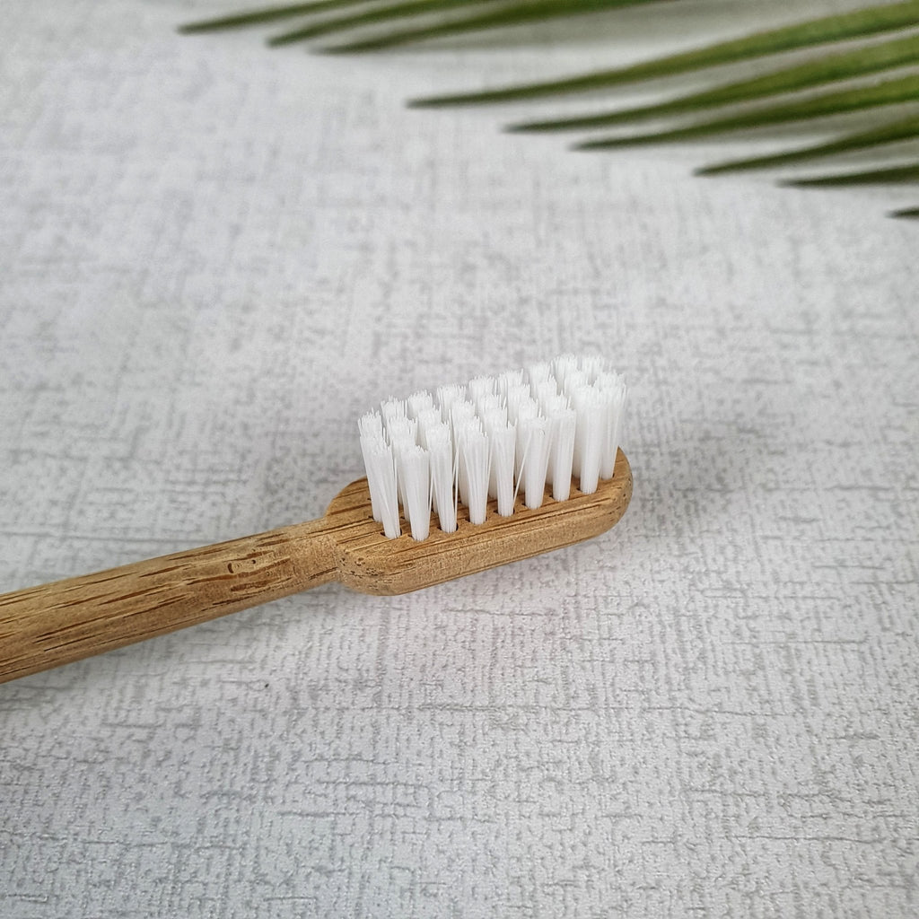 Bamboo Toothbrushes with Dark Green Tips - Set of 4 Family Pack ...